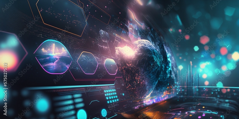 Business success concept with virtual digital dashboard. Metaverse ...