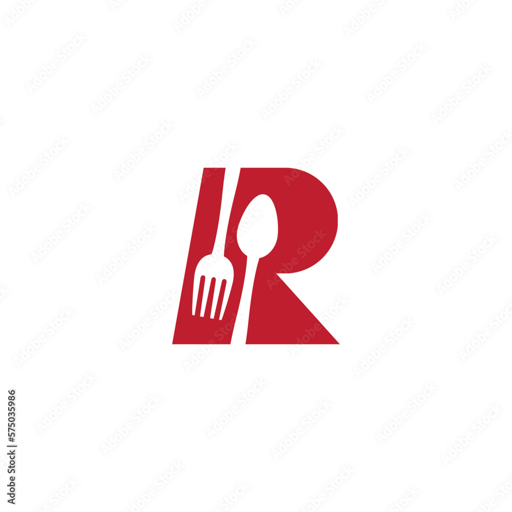 letter R and cutlery vector illustration for a symbol icon or logo ...