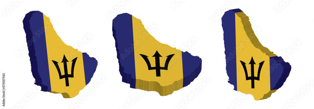 Realistic 3D Map of Barbados Vector Design Template Stock Vector ...