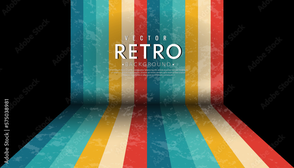 Abstract retro vintage colorful stripes background. 1970s color line ...