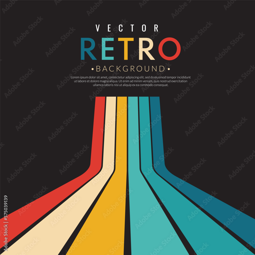 Abstract retro vintage stripes background. 1970s color line wallpaper ...