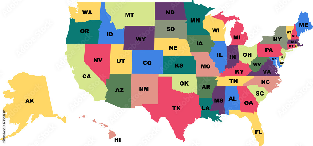 USA map in png. USA states on transparent background. US map with ...