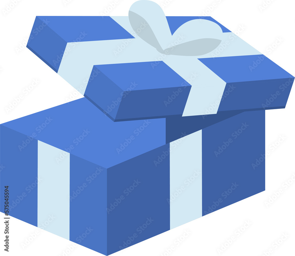 Present box in png. Gift box on transparent background. Blue open gift ...