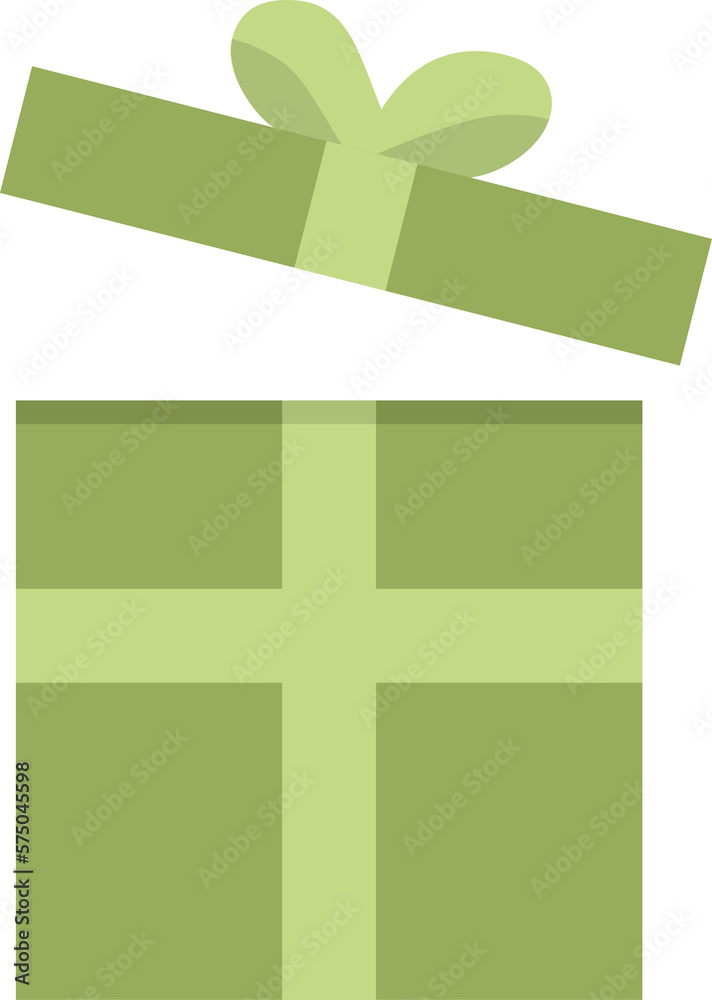 Present box in png. Gift box on transparent background. Green open gift ...