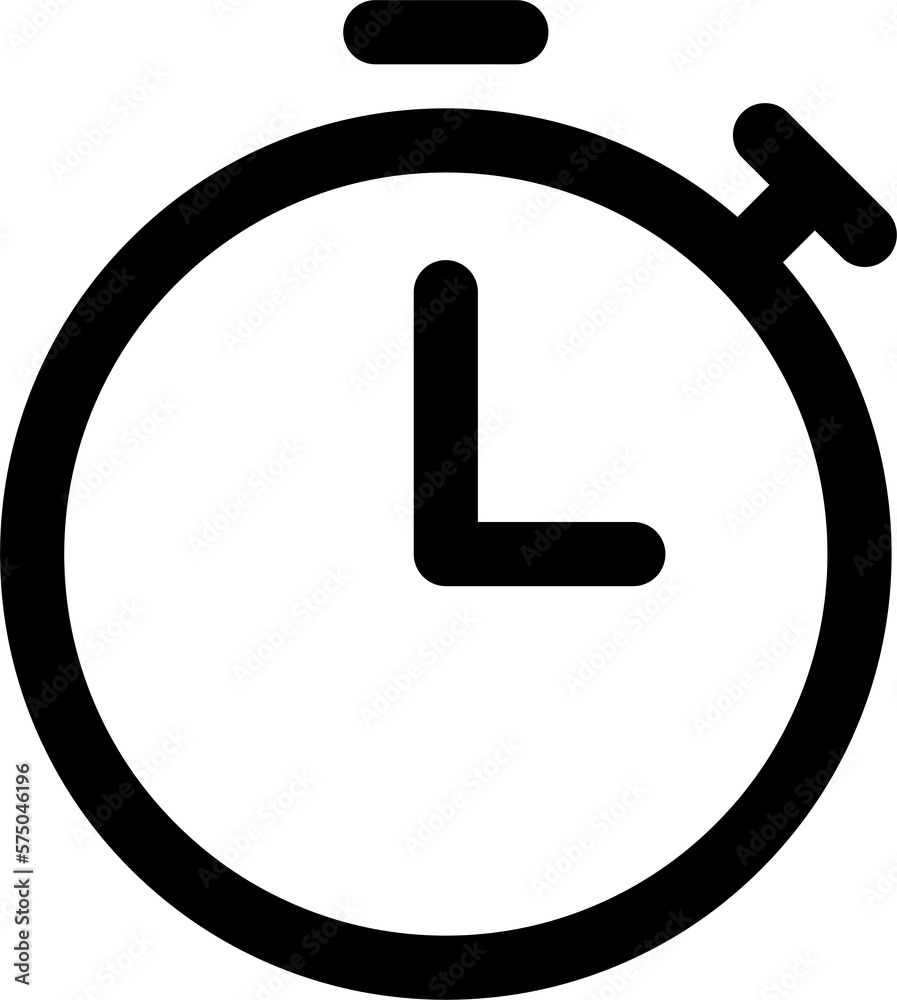 Stopwatch icon in png. Outline timer symbol on transparent background ...