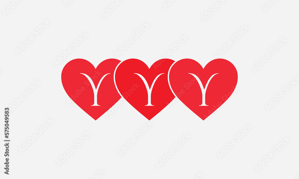 Colorful three hearts shape. Triple heart sign letters. Valentine icon ...