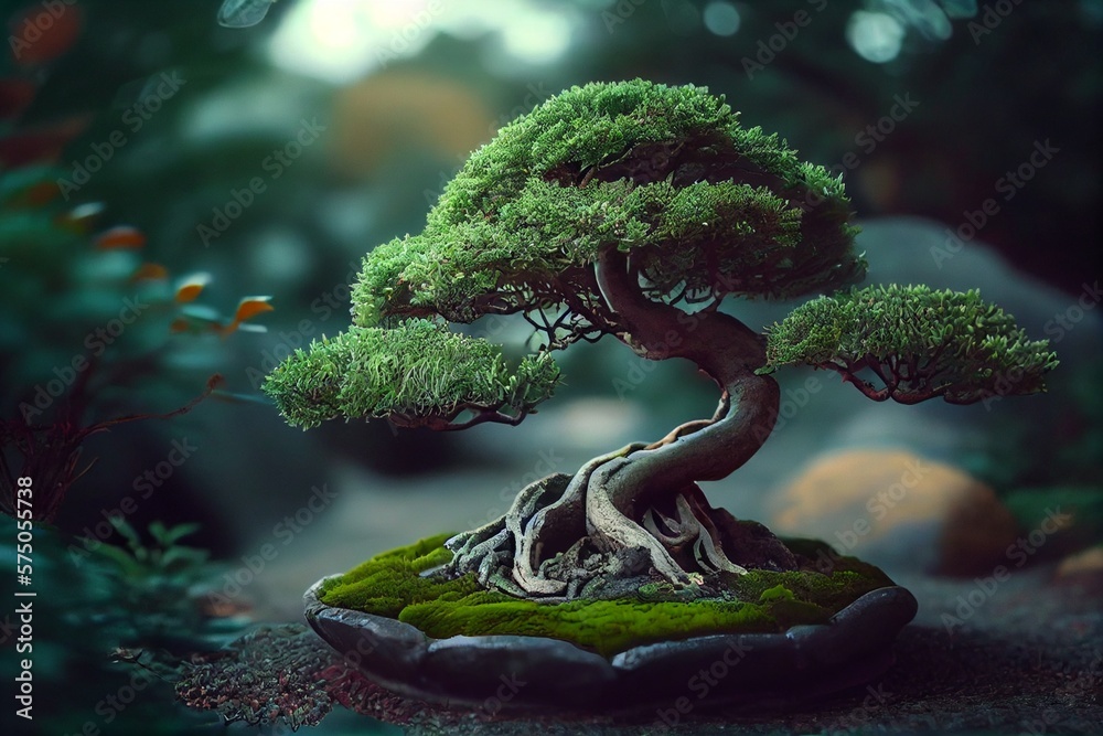Beautiful bonsai tree in the garden. Generative AI, Generative, AI ...
