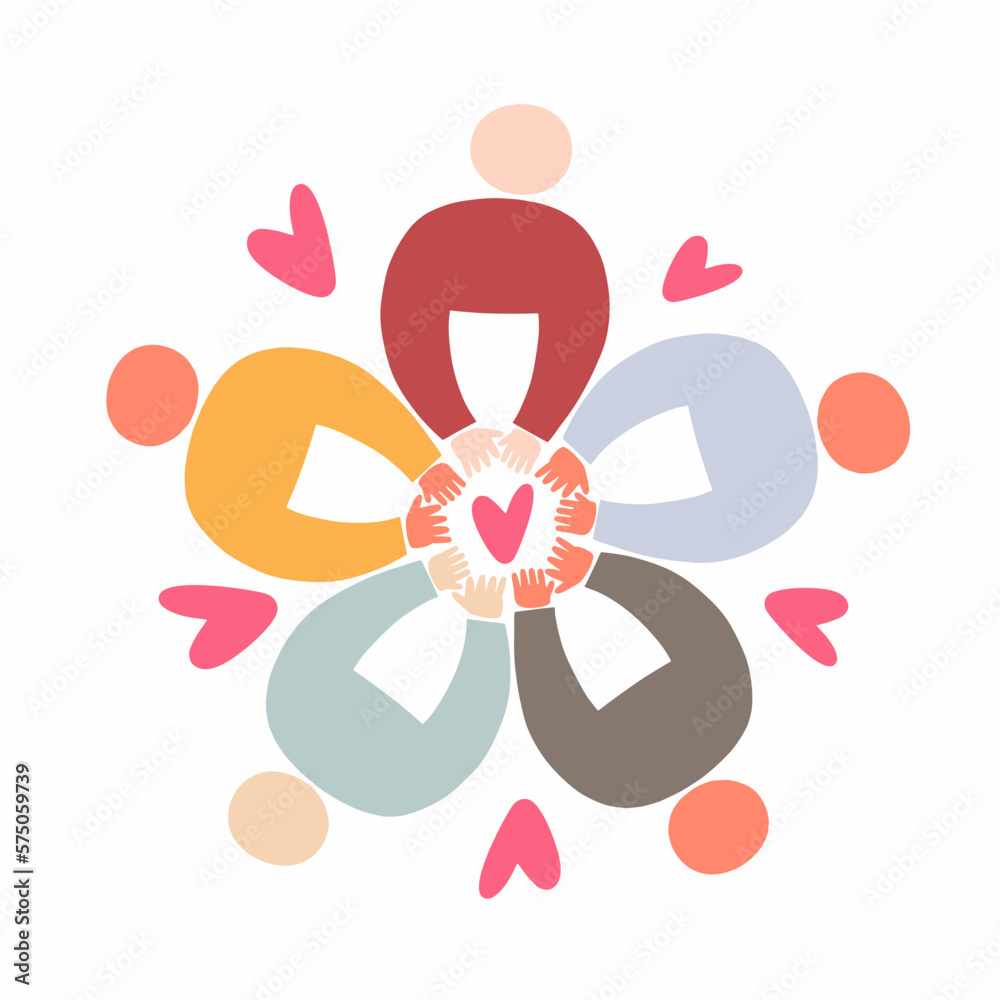 Vector illustration of a group of people in a circle Stock Vector ...
