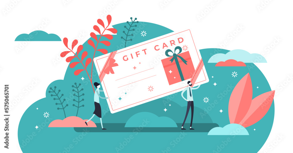 Vecteur Stock Gift card illustration, transparent background. Flat tiny ...