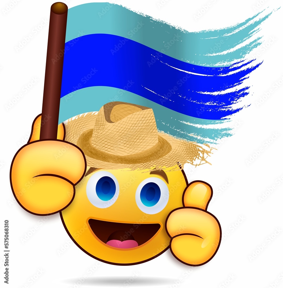 Emoji aislador sobre fondo blanco con bandera y expresión divertida ...