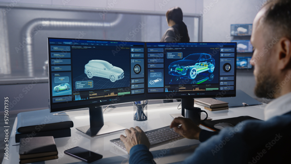 Engineers check aerodynamics of eco-friendly electric car in lab for ...