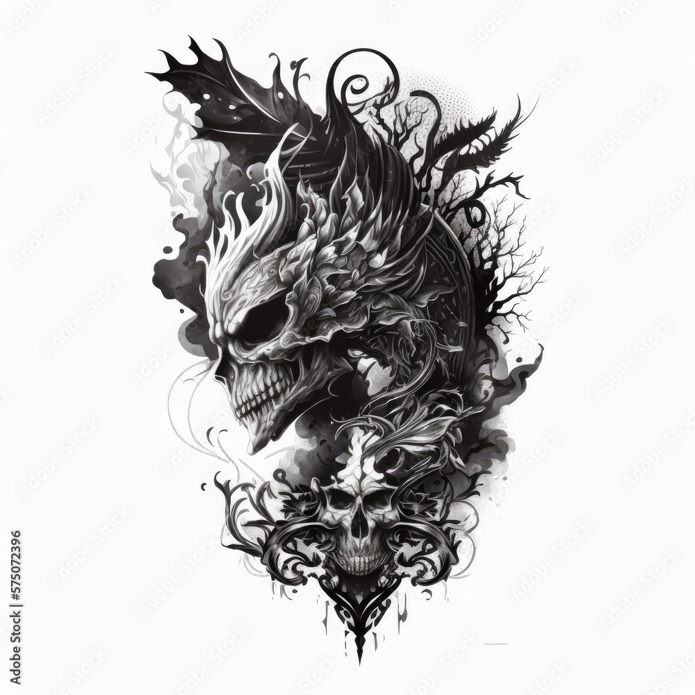 ready to print sleeve tattoo white background - generative ai Stock ...