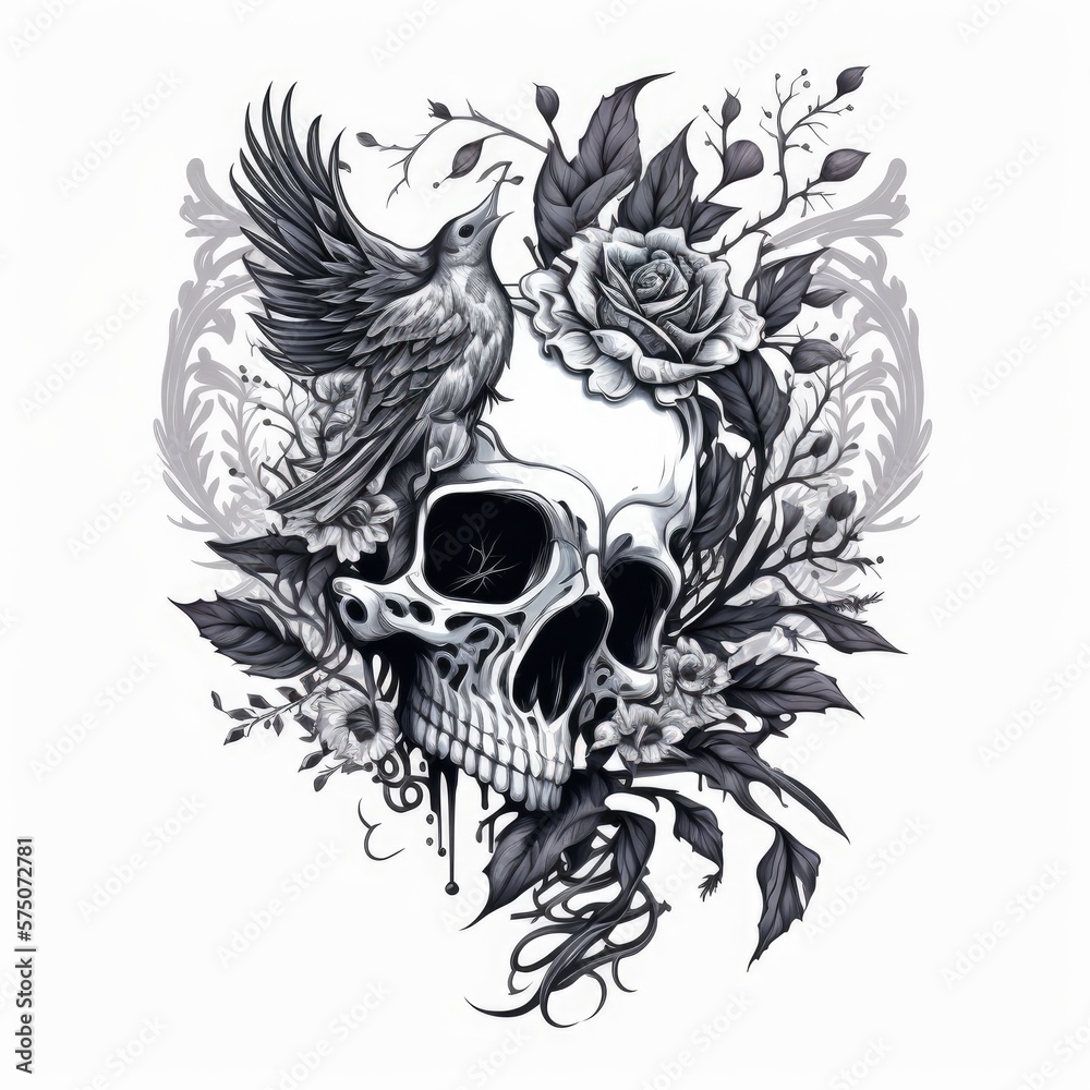 ready to print sleeve tattoo white background - generative ai Stock ...