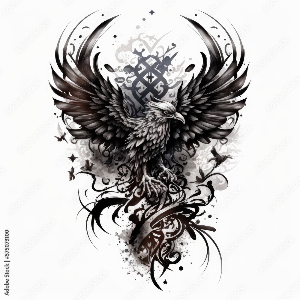 ready to print sleeve tattoo white background - generative ai Stock ...