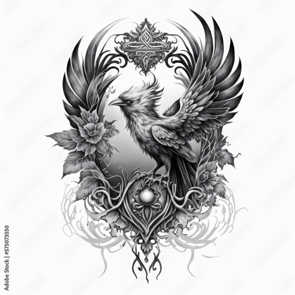 ready to print sleeve tattoo white background - generative ai Stock ...
