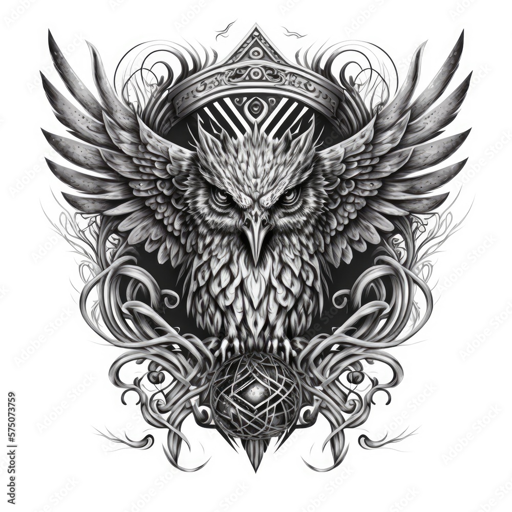 ready to print sleeve tattoo white background - generative ai Stock ...