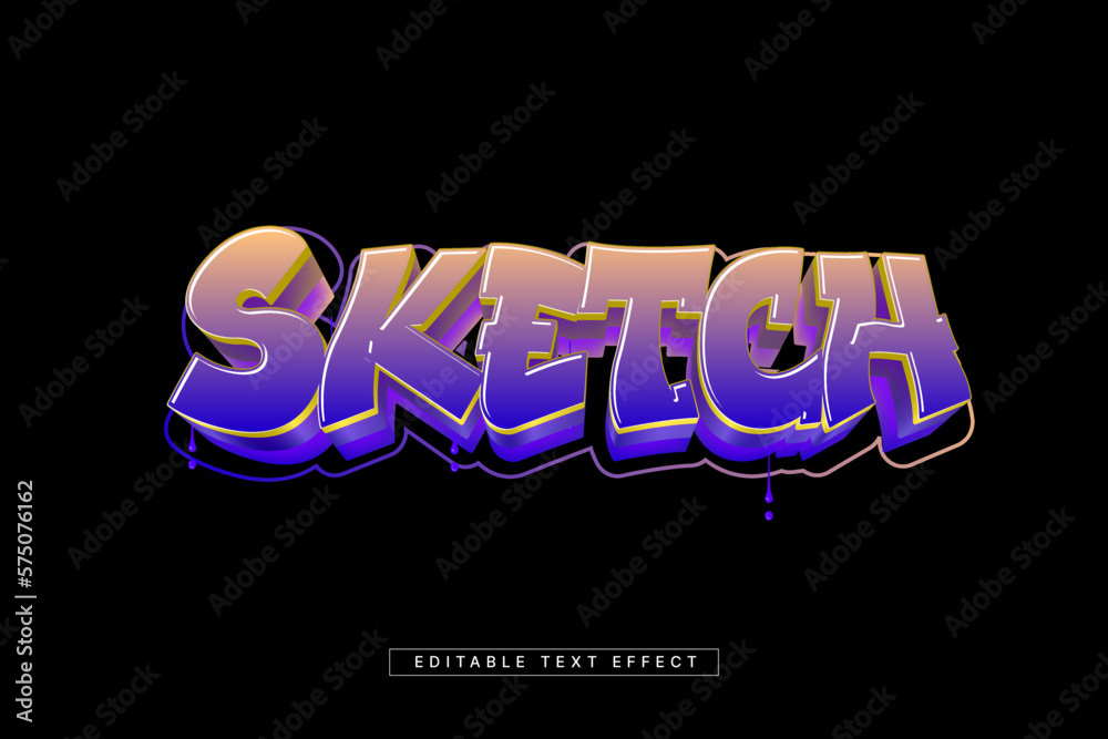 Editable 3D Graffiti Lettering Text Effect Stock Vector | Adobe Stock