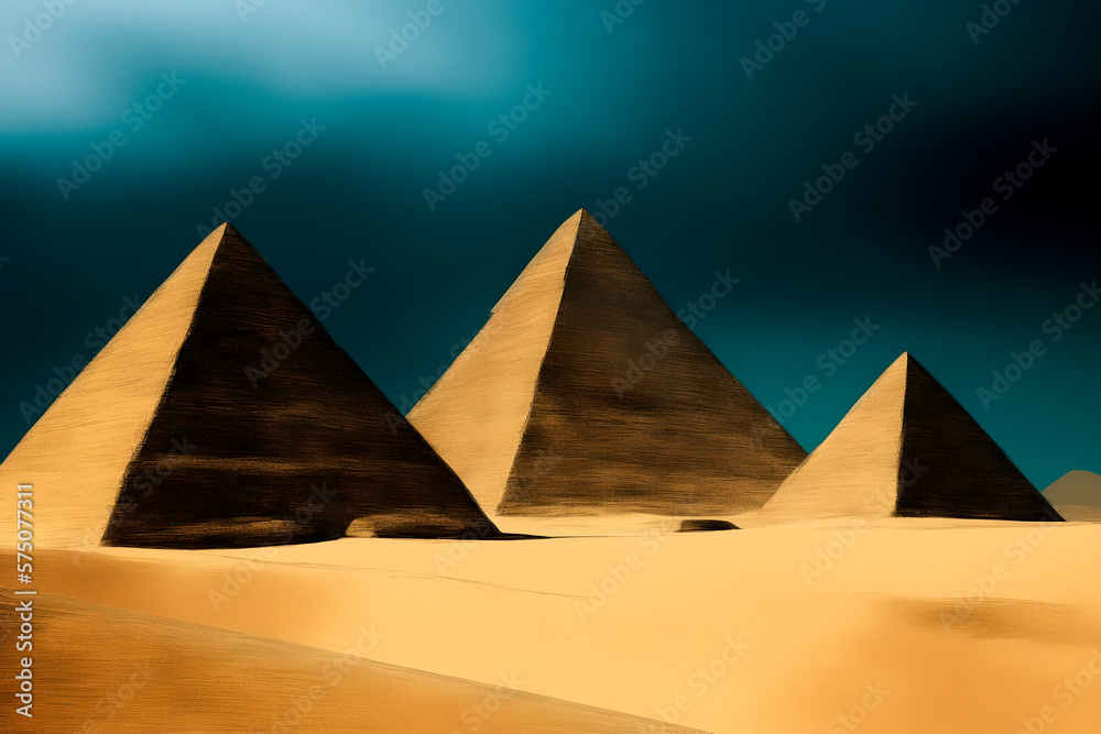 The Great Pyramid of Giza, Egypt cartoon illustration. Generative ai ...