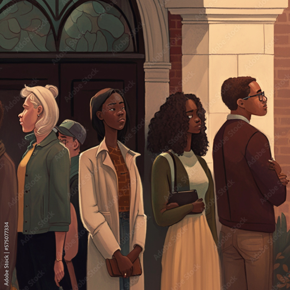 multi ethnic and multi-racial group of friends standing outside of ...