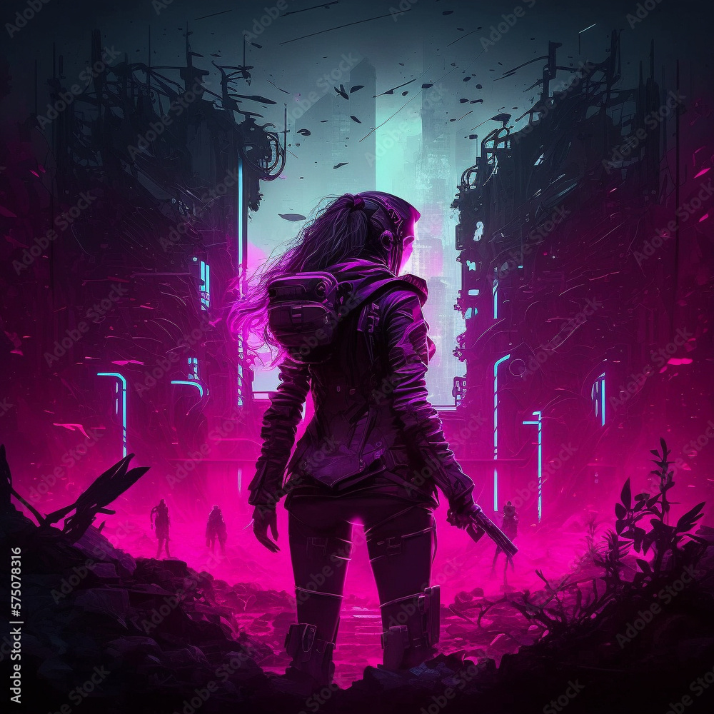 Cyberpunk robotic futurism beautiful girl protagonist anti-hero, viva ...