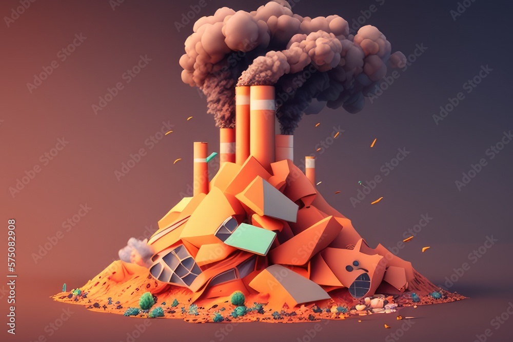 landfill site burning piles of garbage, releasing harmful chemicals ...
