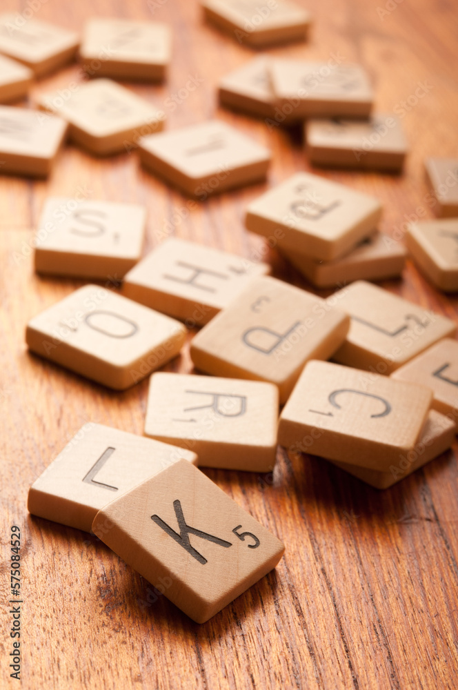 Scrabble letters scattered Stock Photo | Adobe Stock