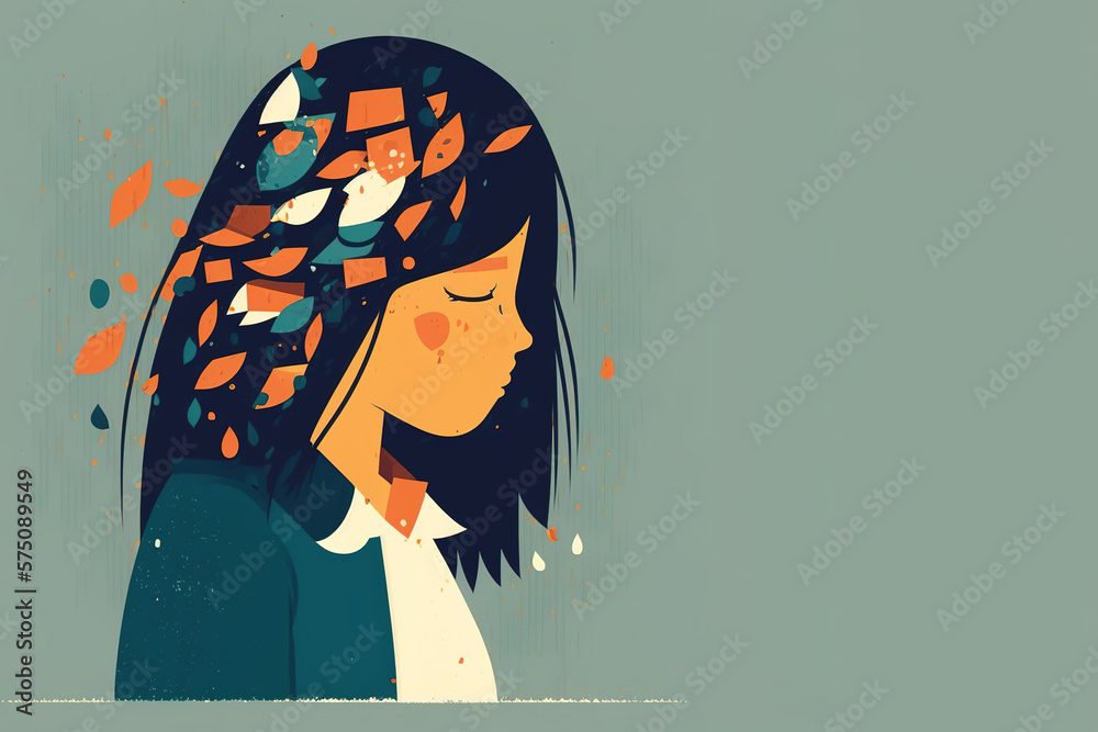 Depression illustration banner. Mental health problems concept ...