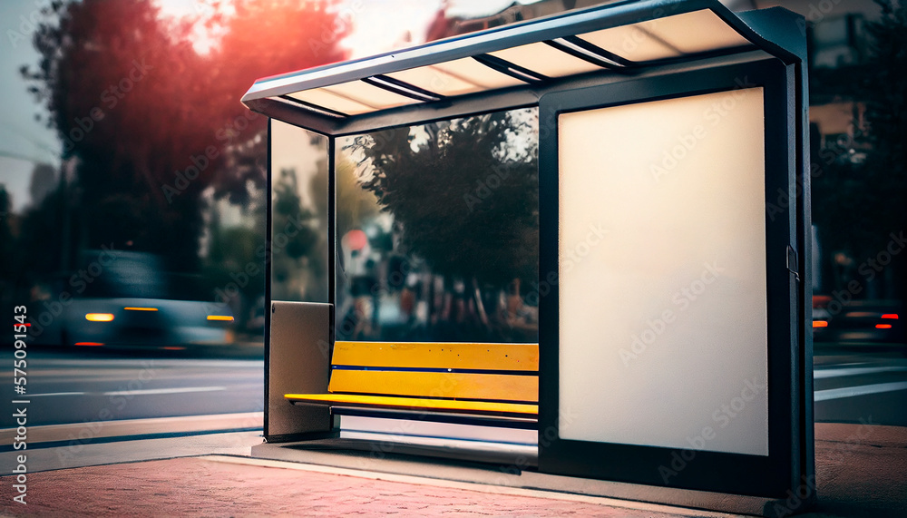 Mockup of blank advertising light box on the bus stop. Generative AI ...