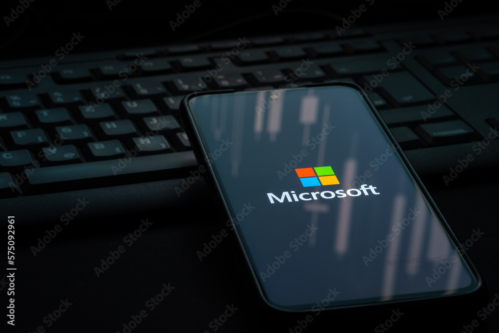 Ljubljana, Slovenia - 21 January 2023: Microsoft logo on smartphone ...