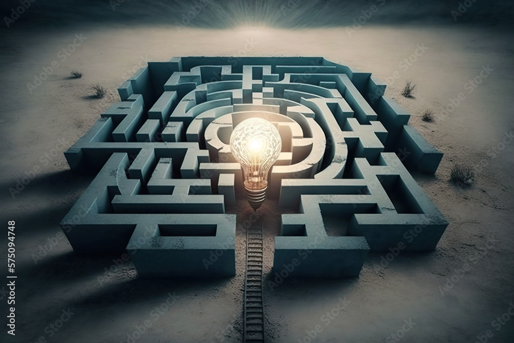 Concept idea of brain maze inspiration success thinking and creativity ...