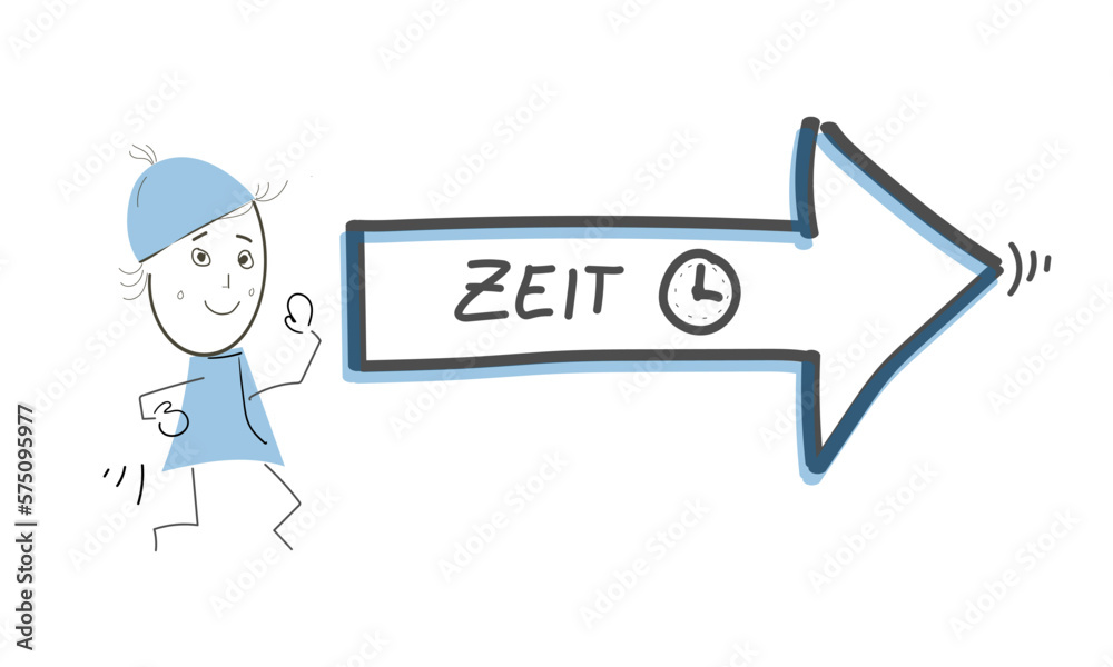 Zeit Motiv Abbildung Uhr Strichmännchen Figur Skizze Stock Vector ...