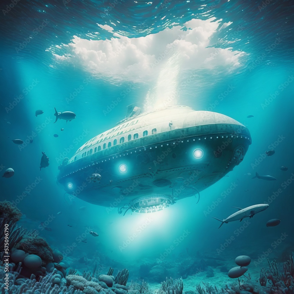 Massive UFO Mothership Discovered Underwater Stock Illustration | Adobe ...