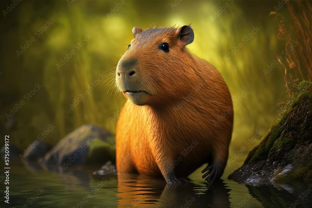 Capybara giant cavy rodent animal. Generative AI Stock Illustration ...