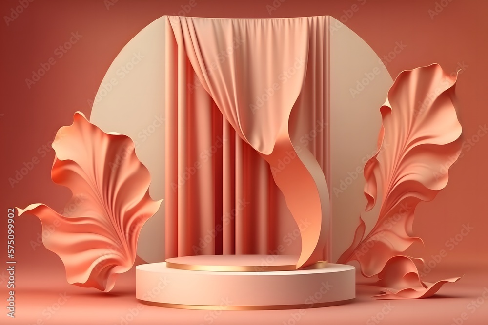 Pastel red color podium, pedestal, stage, or dias for product display ...