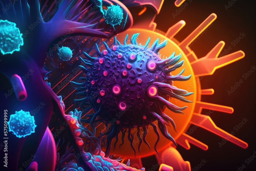 Immune system protection against viruses and bacterias. Macro zoom ...