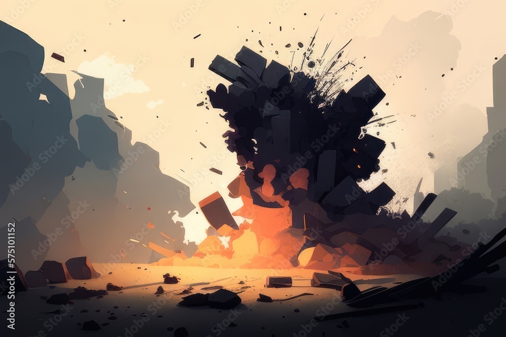 Shattered rubble, charred remains, acrid smoke - the aftermath of an ...