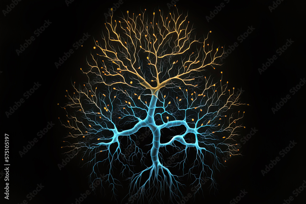 illustration. neural connections. a tree with branches in the form of ...