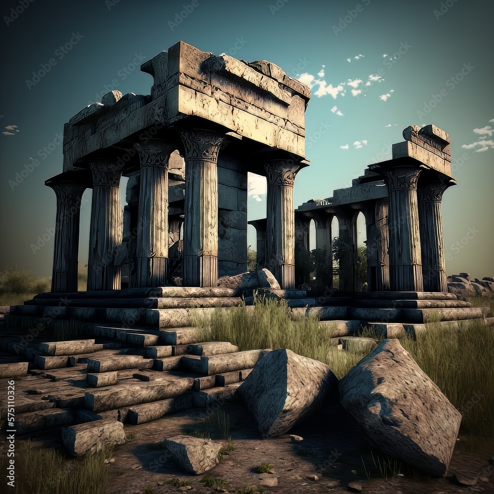 Historical stone ruins of an ancient temple, parthenon Athens Greece. Greek architecture with ...