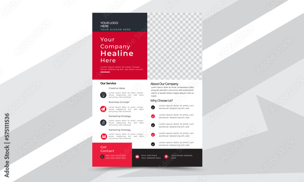 Graphic design layout with triangle graphic elements and space for ...