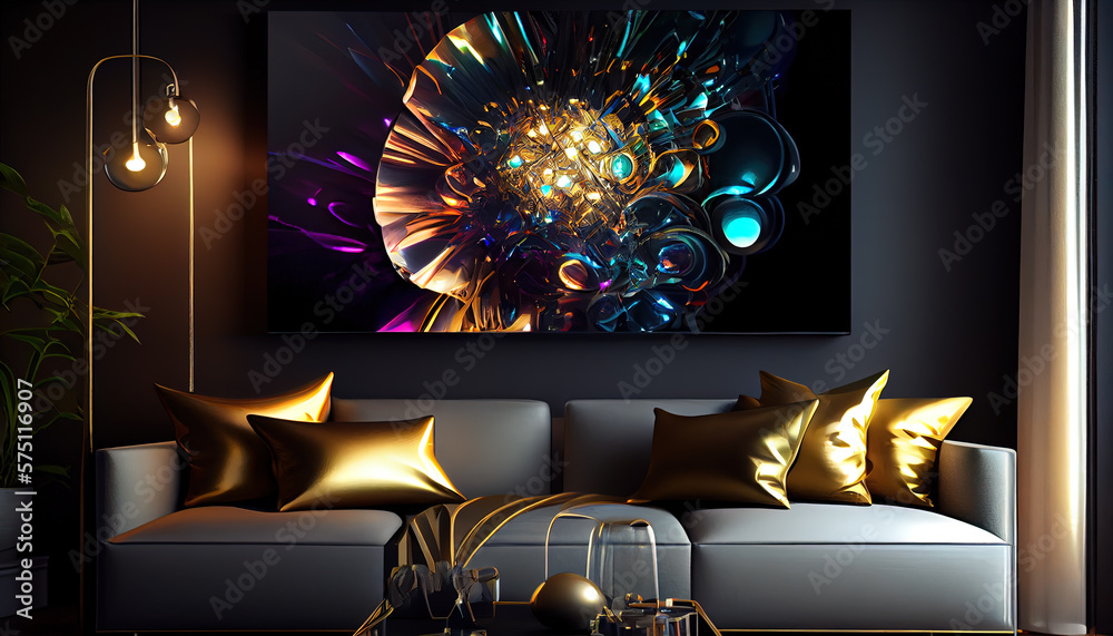 interior design living room with a mounted painting frame for modeling ...