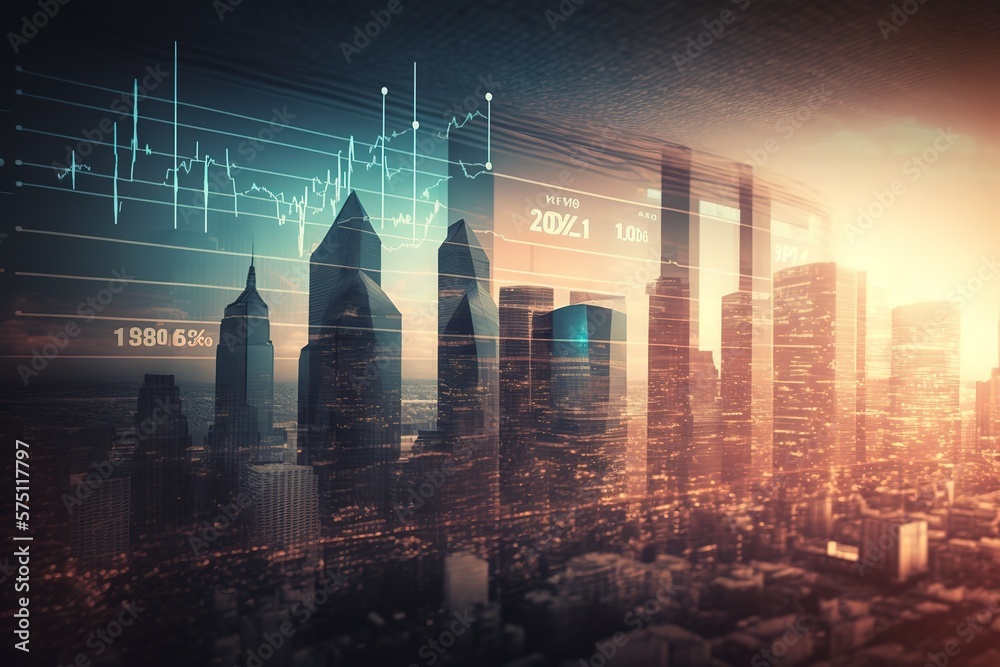 Stock market business concept. Financial graphs and digital indicators ...