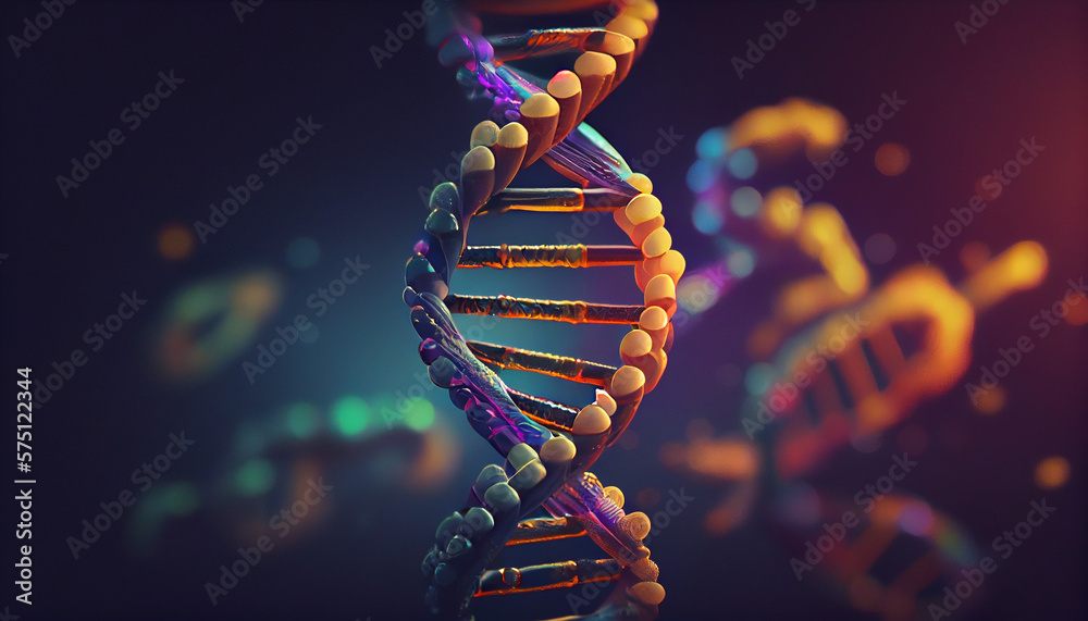 Human DNA strand double helix macro. Created with Generative AI ...