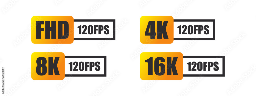Ultra HD icons. Video or screen resolution icons set. Full HD, 4k ultra ...
