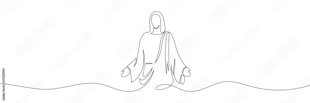 One continuous line drawing the minimal hand of Jesus Christ. Stock ...
