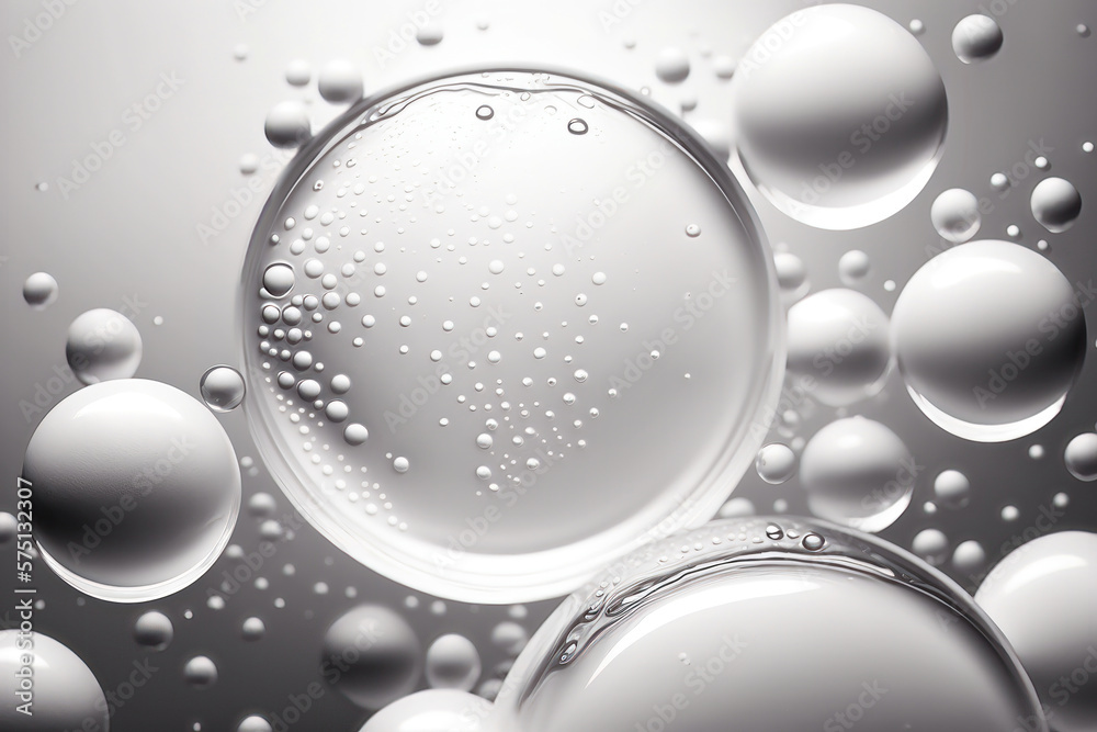 Close up clear liquid cosmetic product. Gel texture with bubbles ...