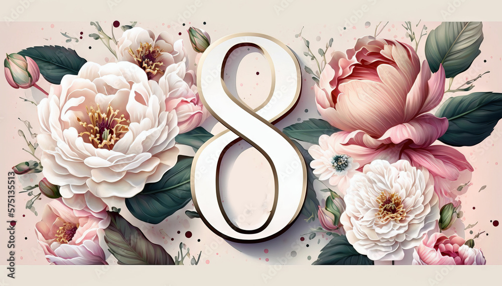 Flowers behind number 8 , representing the Strength of Women on ...