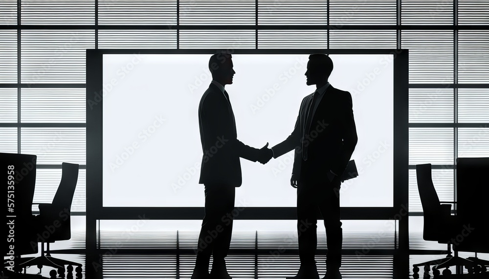 silhouette of business persons, Handshake in the office, agreement ...