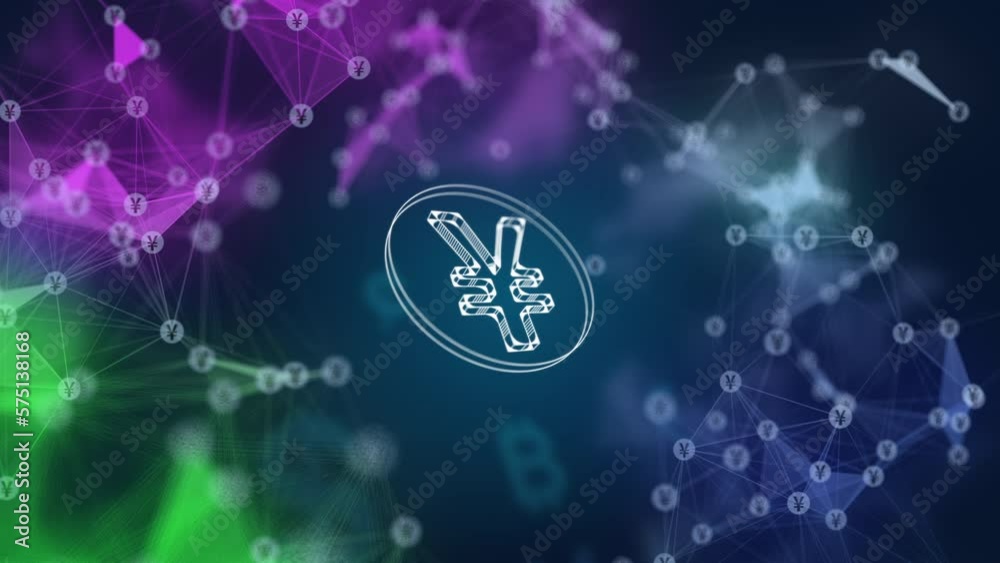 Rotating transparent Japanese yen icon. Abstract color animated 3D ...