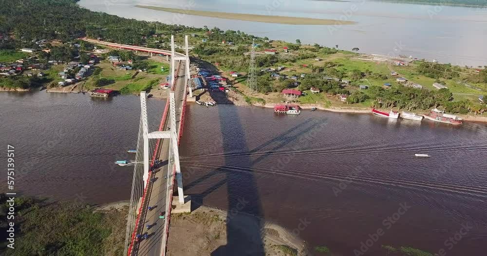 The largest road bridge in Peru, "Puente Nanay", crosses the Nanay ...