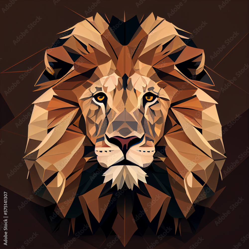 Vector illustration of an lion, created with Generative AI technology ...